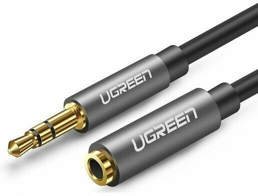 Кабель удлинительный 3.5 Jack (M) - 3.5 Jack (F), 2м, UGREEN AV118 Grey/Black (10594)