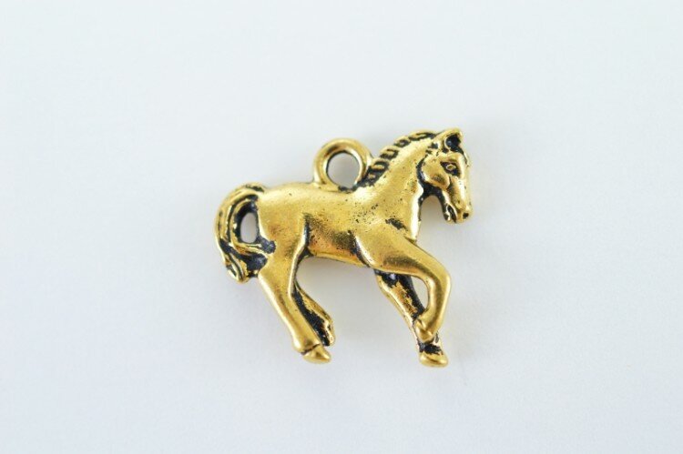 Подвеска TierraCast Лошадь 19х20мм, отверстие 2,5мм, цвет античное золото, 94-2272-26, 1шт