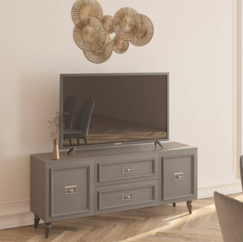 Тумба под телевизор Мэри Виктория ГВК-03 графит/серебро