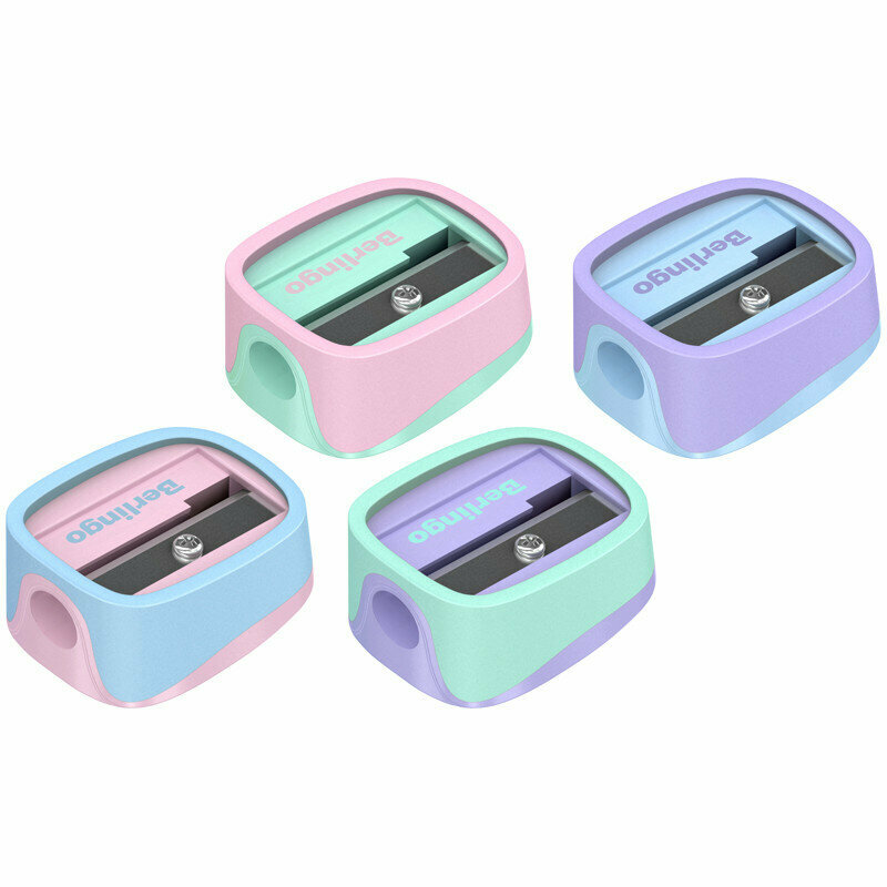 Точилка пластиковая Berlingo "Haze" 1 отверстие, ассорти, туба, 56 штук, 287220