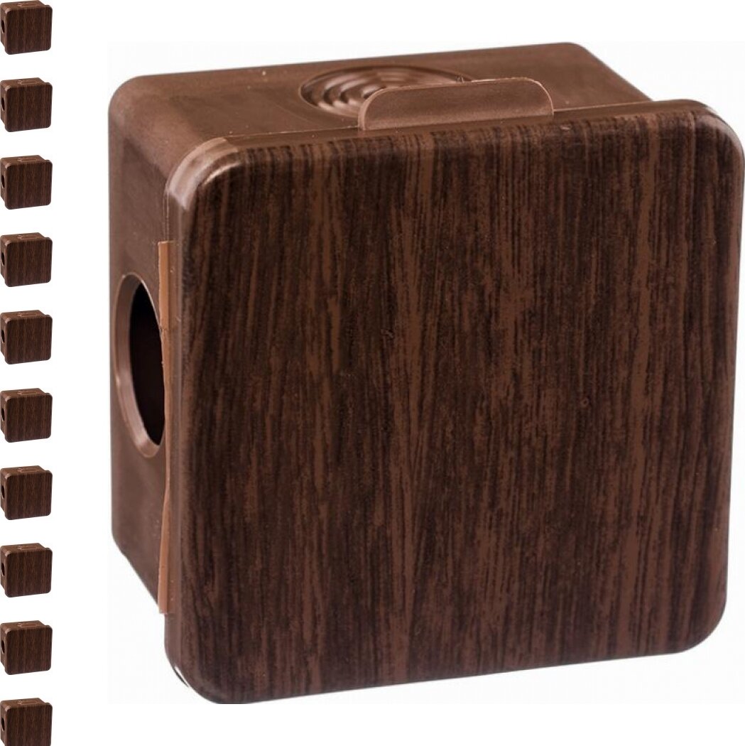 Распаячная коробка TDM Electric Эко 65x65x50 квадратная 4 ввода для открытого монтажа IP54 бук (комплект из 10 шт.)