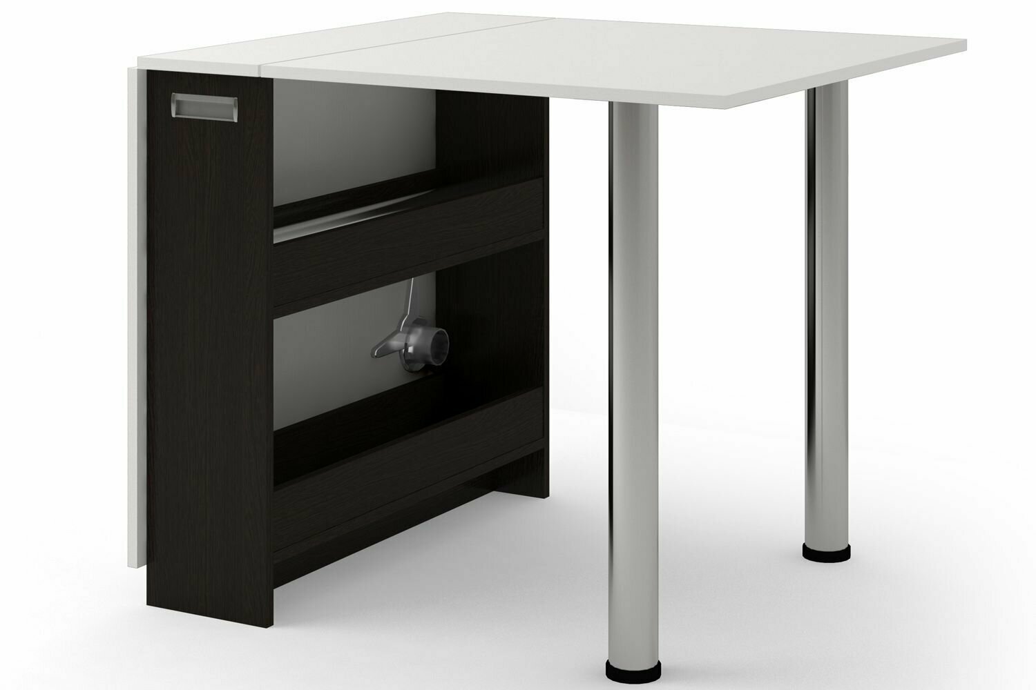 Стол обеденный раскладной книжка №4 венге цаво/белый гладкий