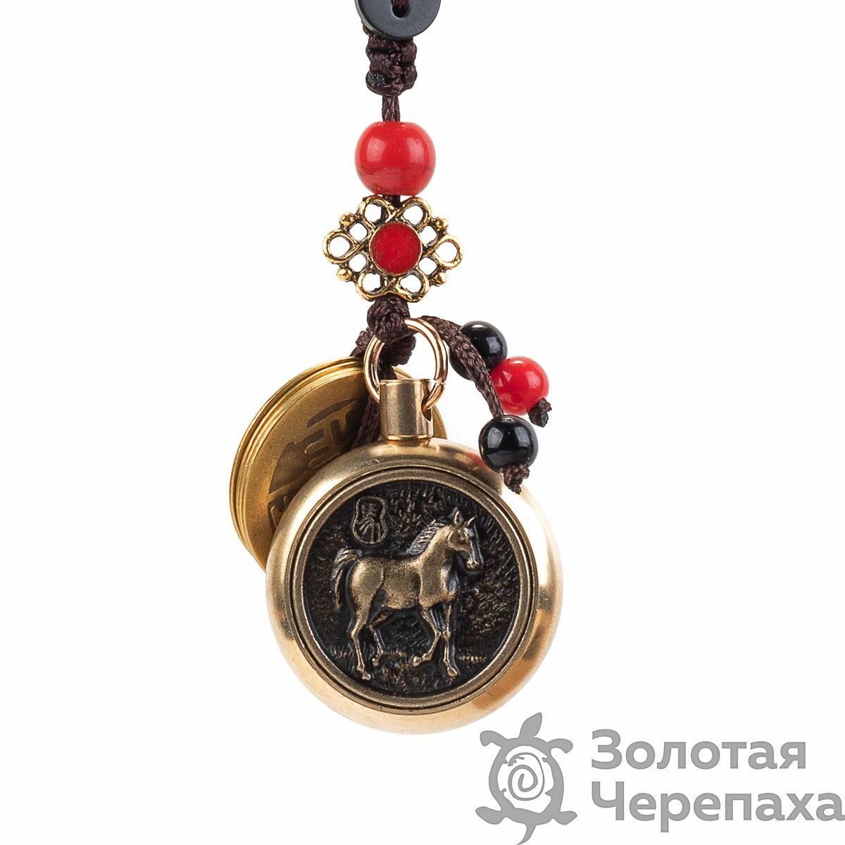 Брелок "Лошадь с монетами", Фэн-Шуй, (Китайский календарь) бронза