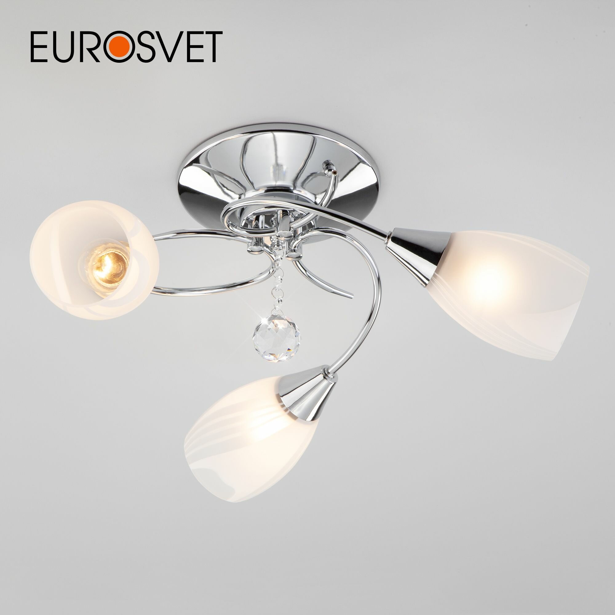 Люстра / Потолочный светильник с хрустальной подвеской Eurosvet Virginia 30100/3 цвет хром