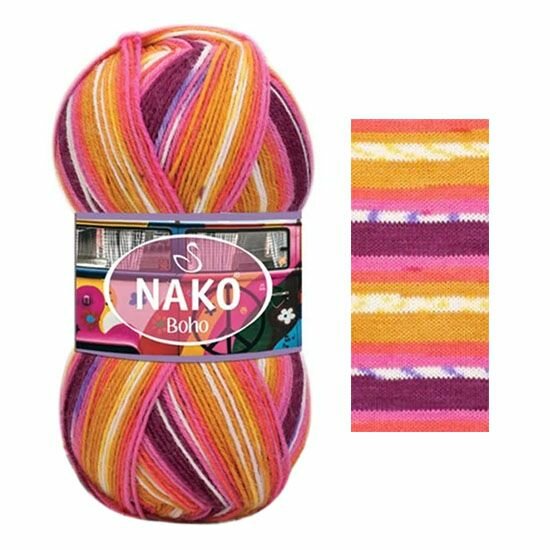 Пряжа Nako Boho Konsept 82259 (25% полиамид, 75% шерсть) 500гр.