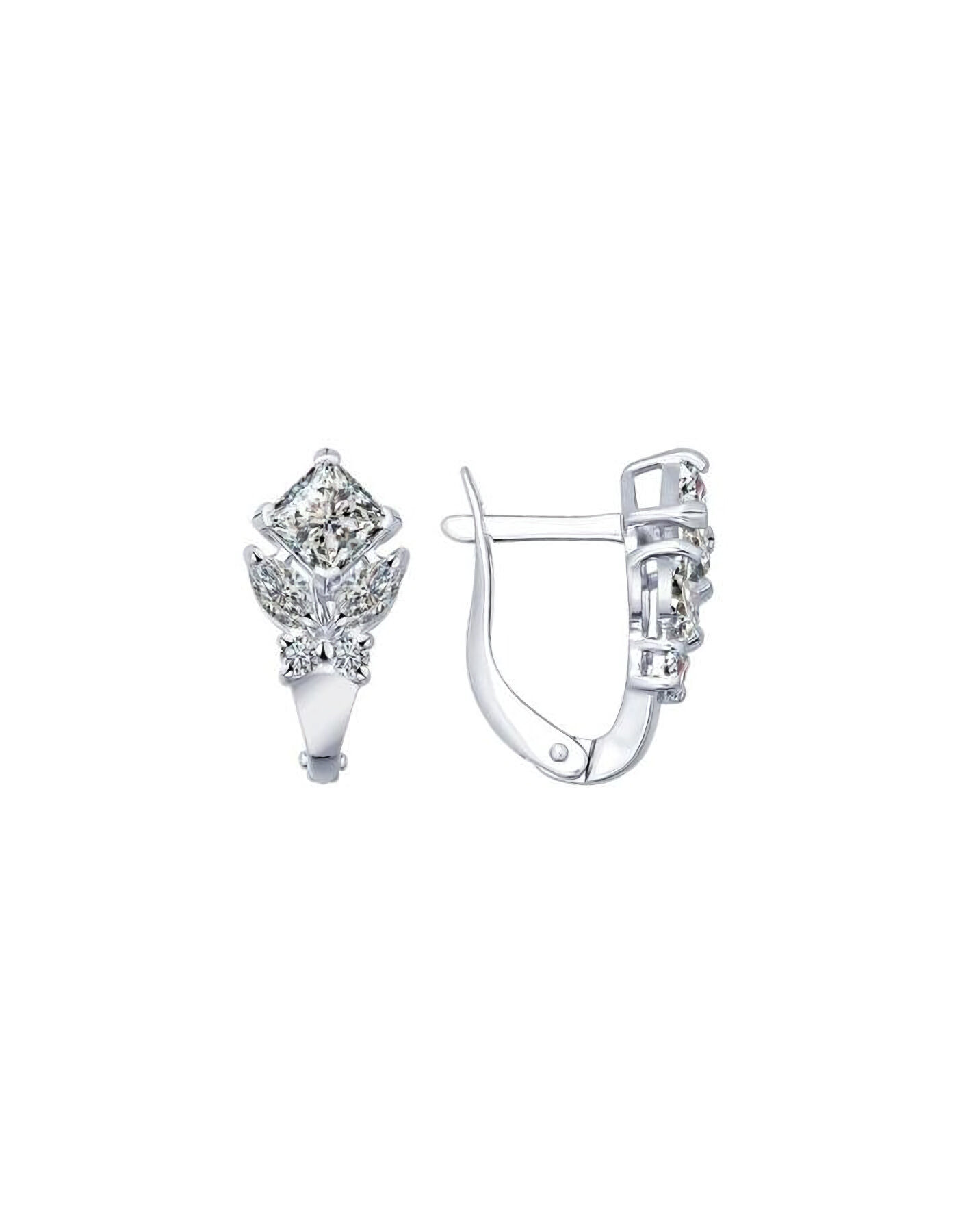 Серьги, серебро, 925 проба, родирование, фианит