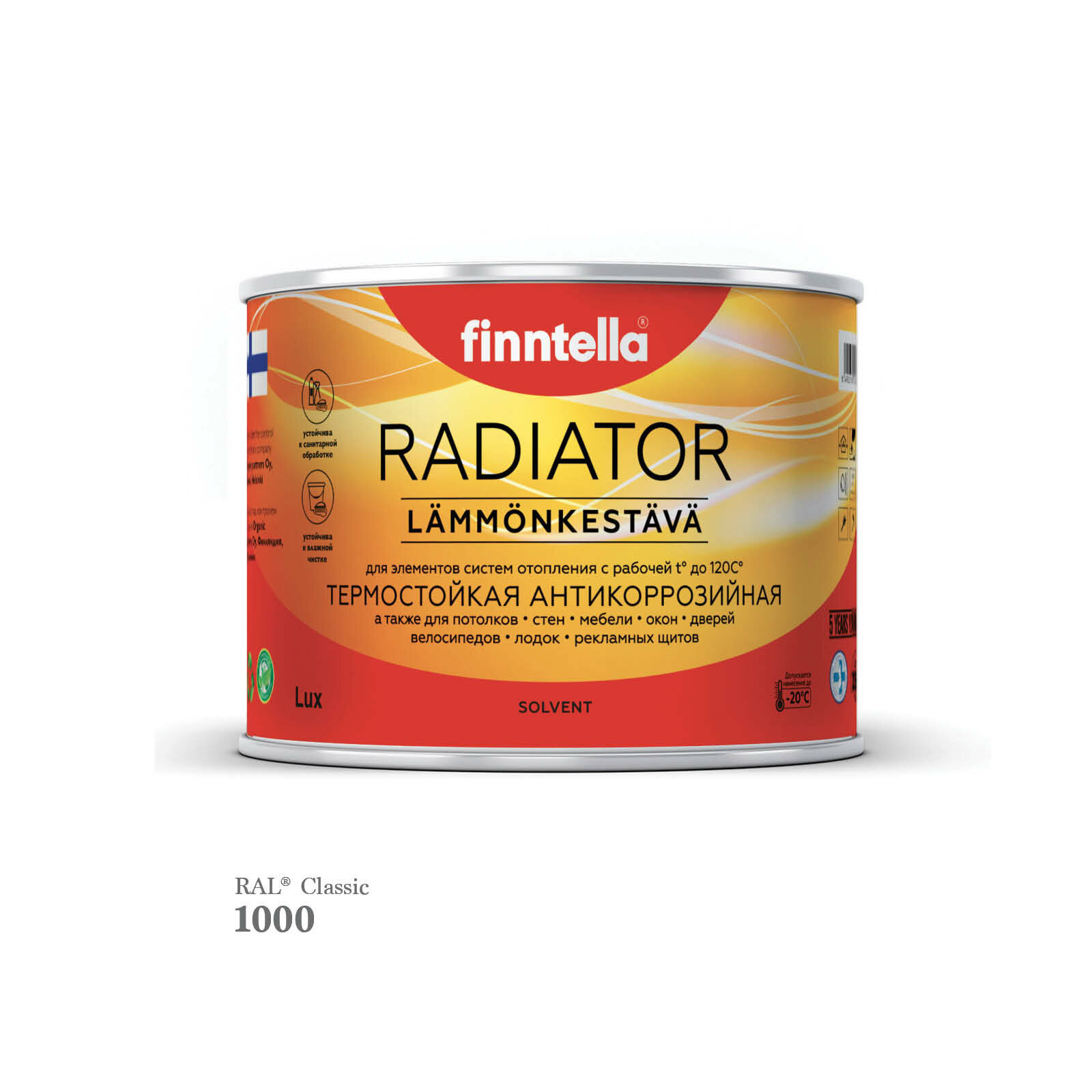 Краска для радиаторов быстросохнущая финская эмаль FINNTELLA RADIATOR, цвет RAL1000 , 0,45л