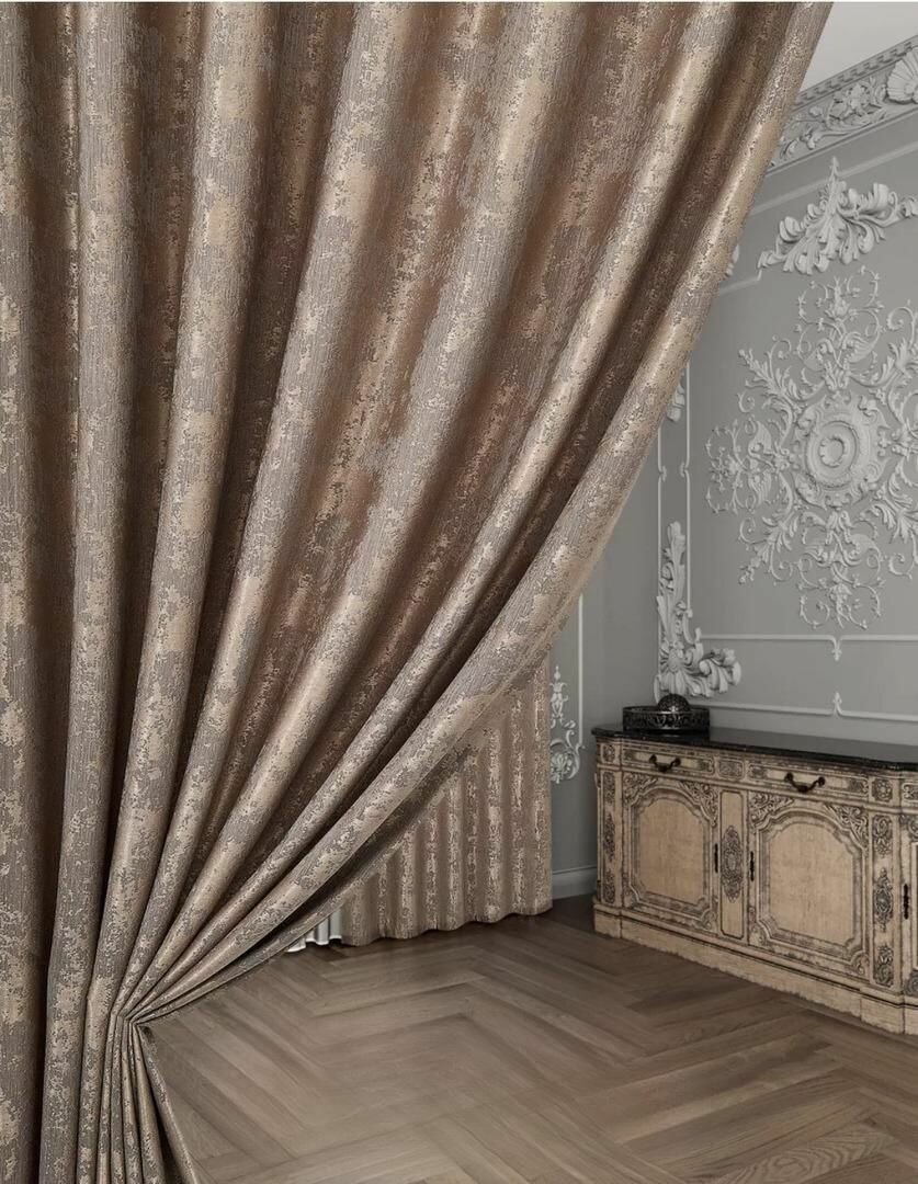 Шторы мраморные, 3x2.75 м, непрозрачные, крепление на ленте, хлопок