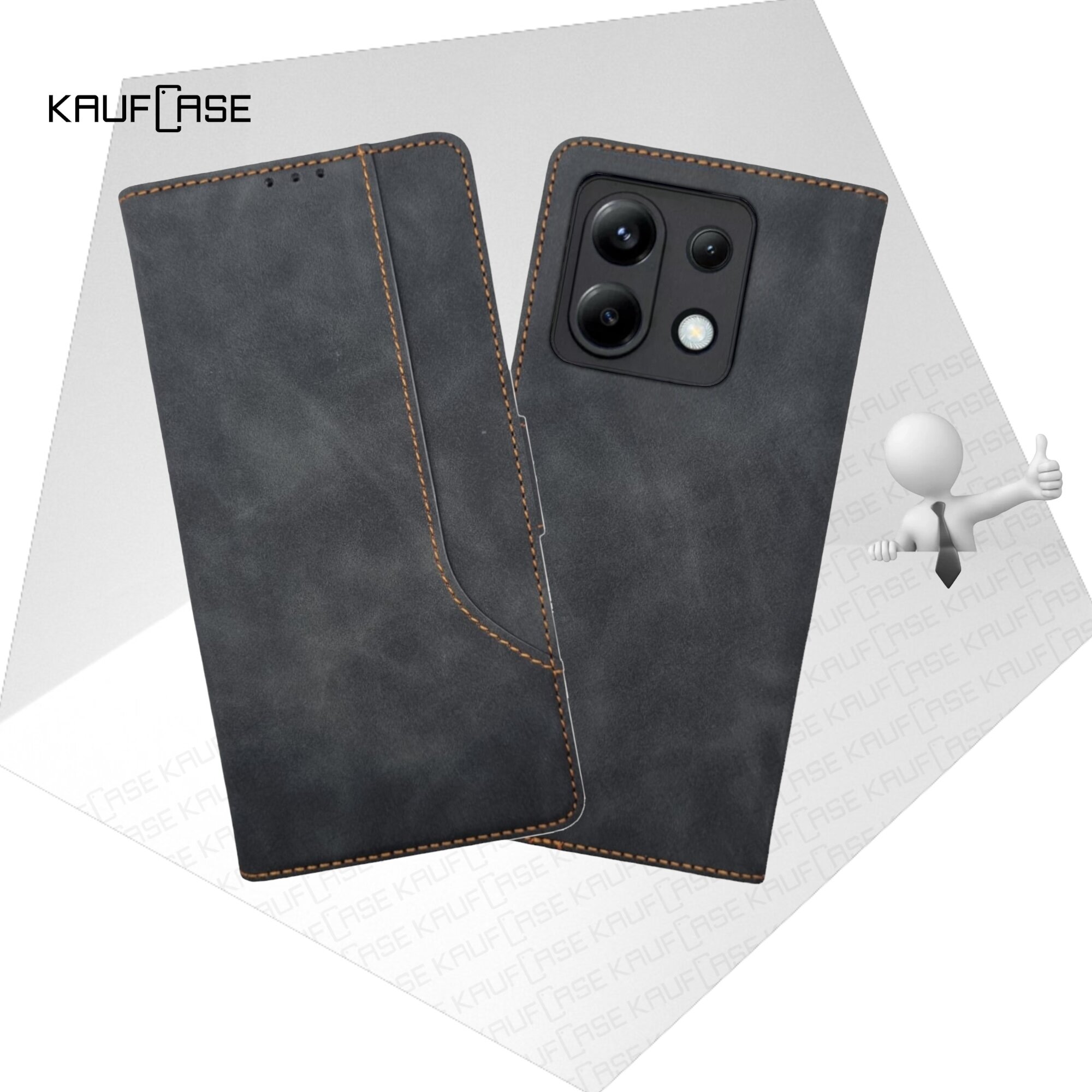 Чехол книжка с карманом кошельком для вашего смартфона Xiaomi Redmi Note 13 Pro 5G/ Poco X6 5G (6.67"), черный. Матовая текстура под кожу, дополнительный карман на крышке чехла, отделения для карт и купюр