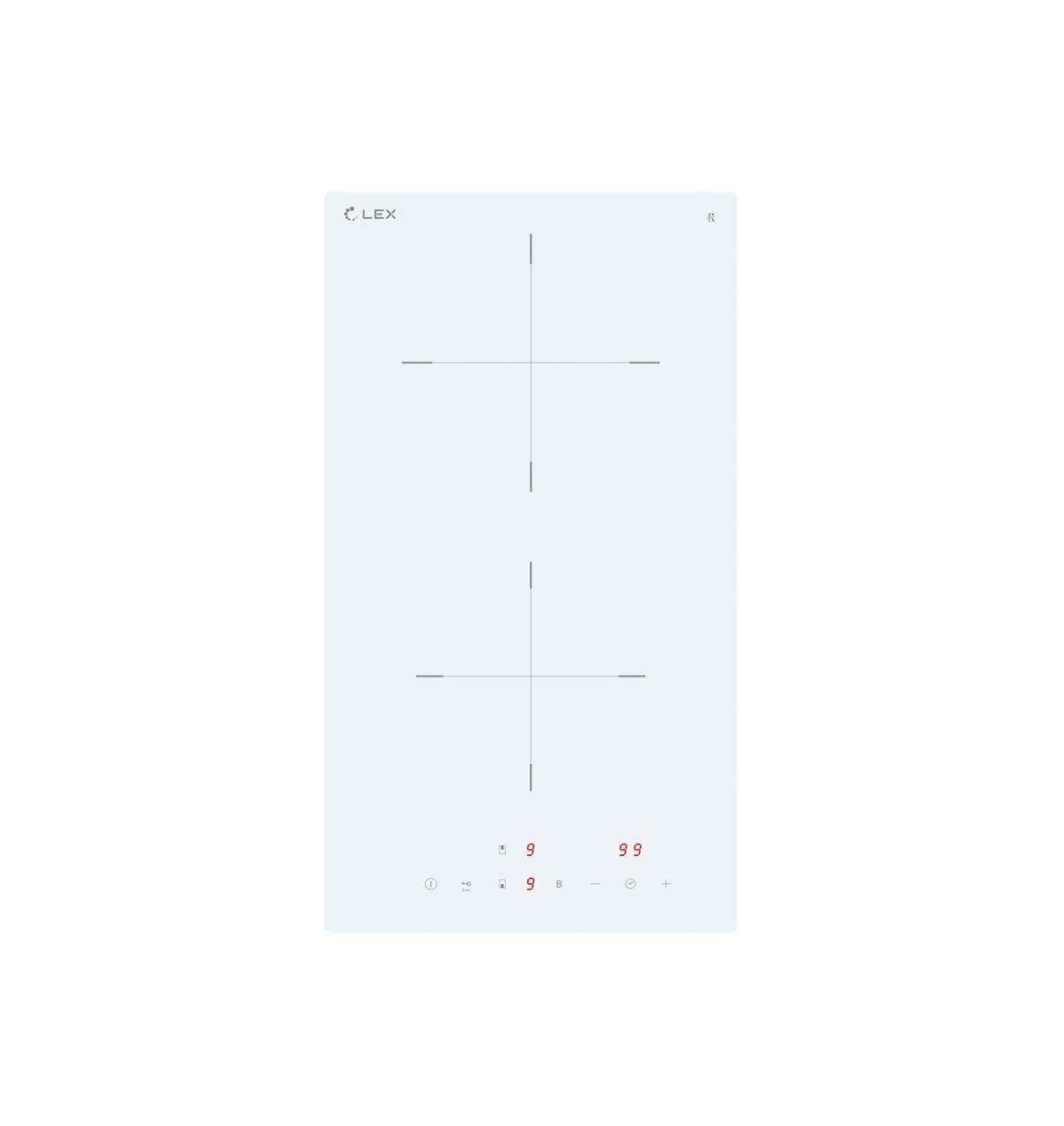 Индукционная варочная поверхность, встраиваемая, LEX EVI 320A WH, двухконфорочная, сенсорное управление.