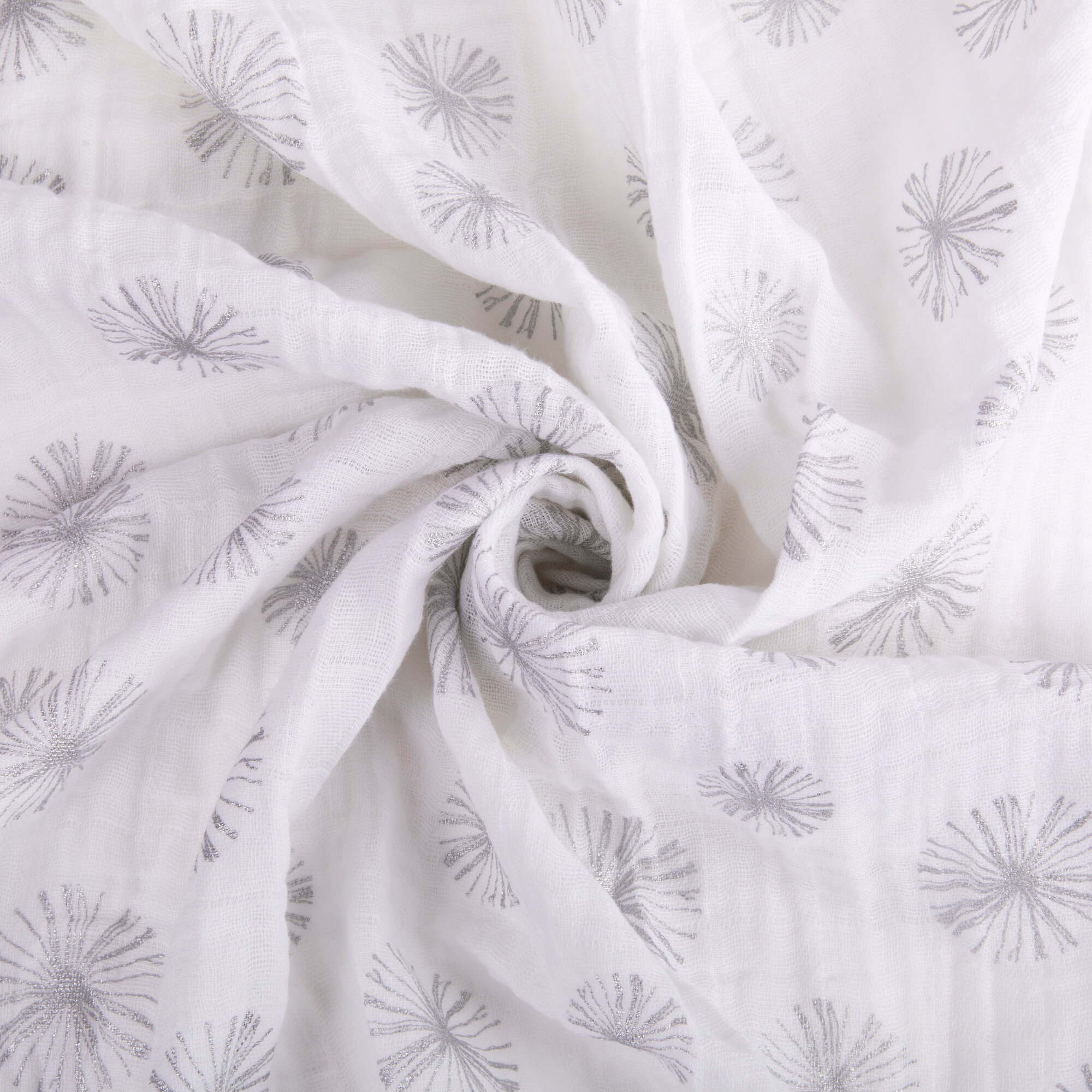 Ткань муслиновая отрез 100x125 см 100% хлопок "PEPPY" EMBRACE METALLIC, Shannon Fabrics, emmmake a wish silver