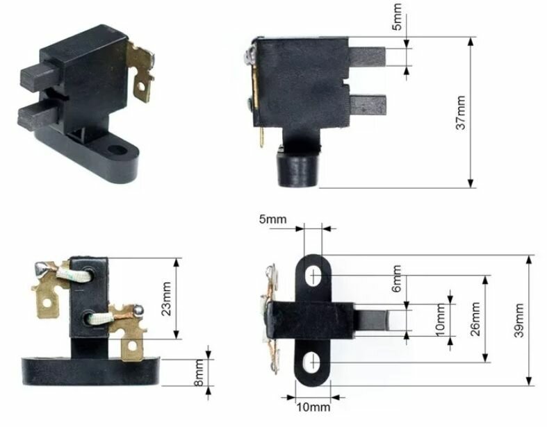 Щетки коллекторные для бензогенератора / электростанции CHAMPION GG3301, 6500, 6500-3, 6500EBS, 7500ES, 7501Е, GW200 / LPG2500E