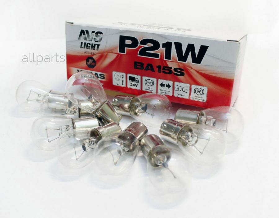 AVS A78181S к-т ламп! (P21W) BA15S 21W 24V Vegas 10шт.\