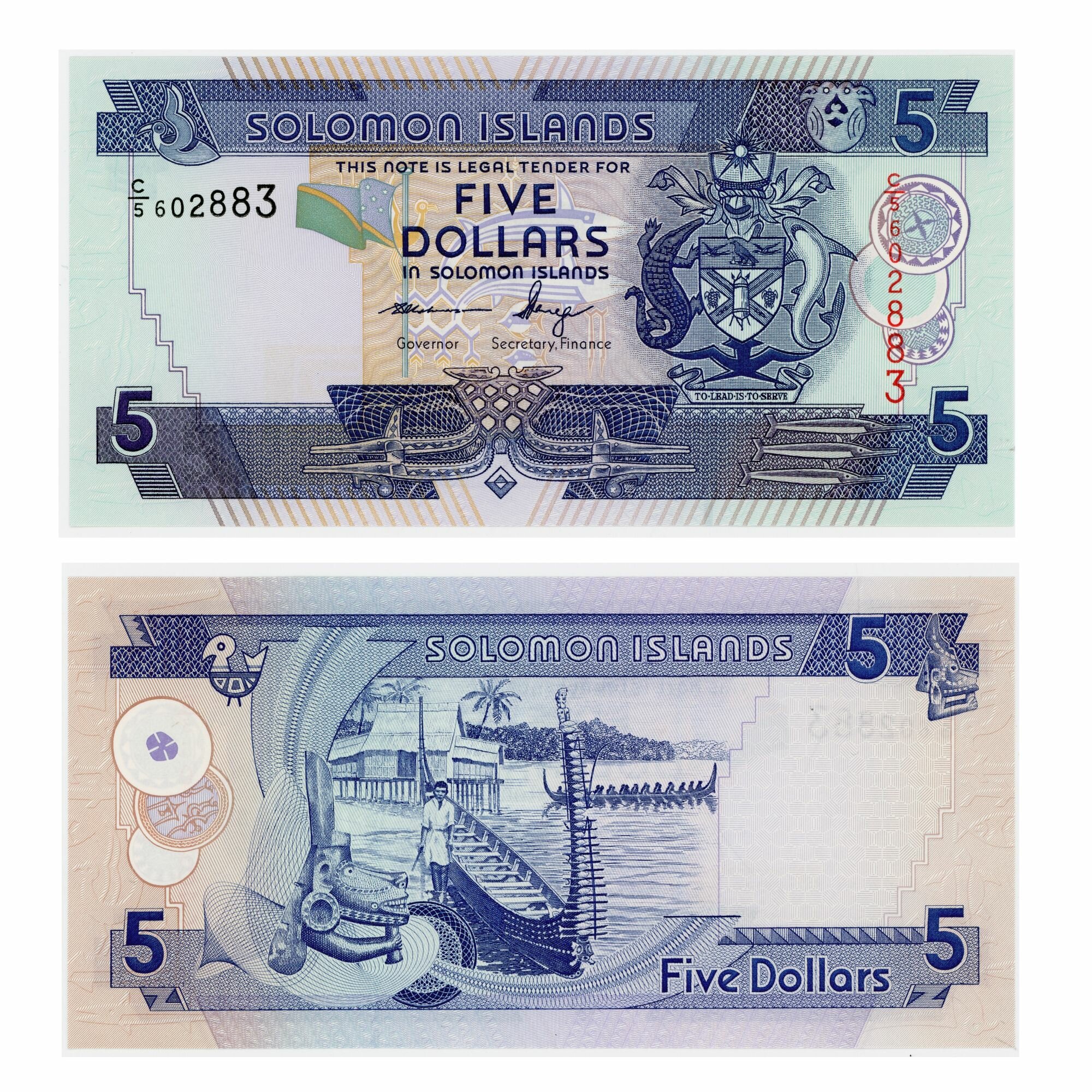 Банкнота Соломоновы острова 5 долларов 2006 год Uncirculated (UNC) Pick 26