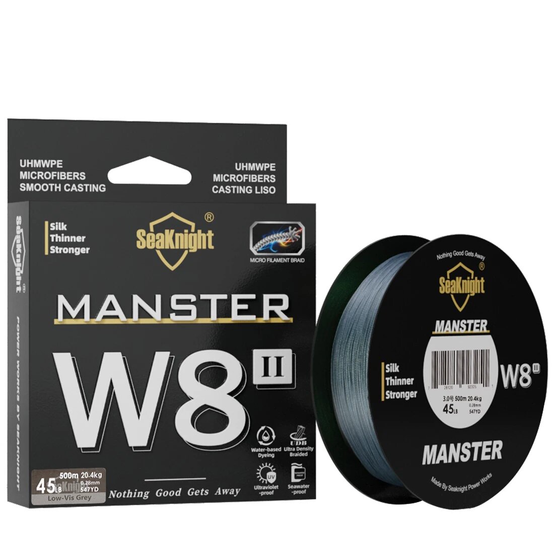SeaKnight MONSTER/MANSTER W8 II плетенная леска 15-100LB Черный, 150M 5.0, GRAY