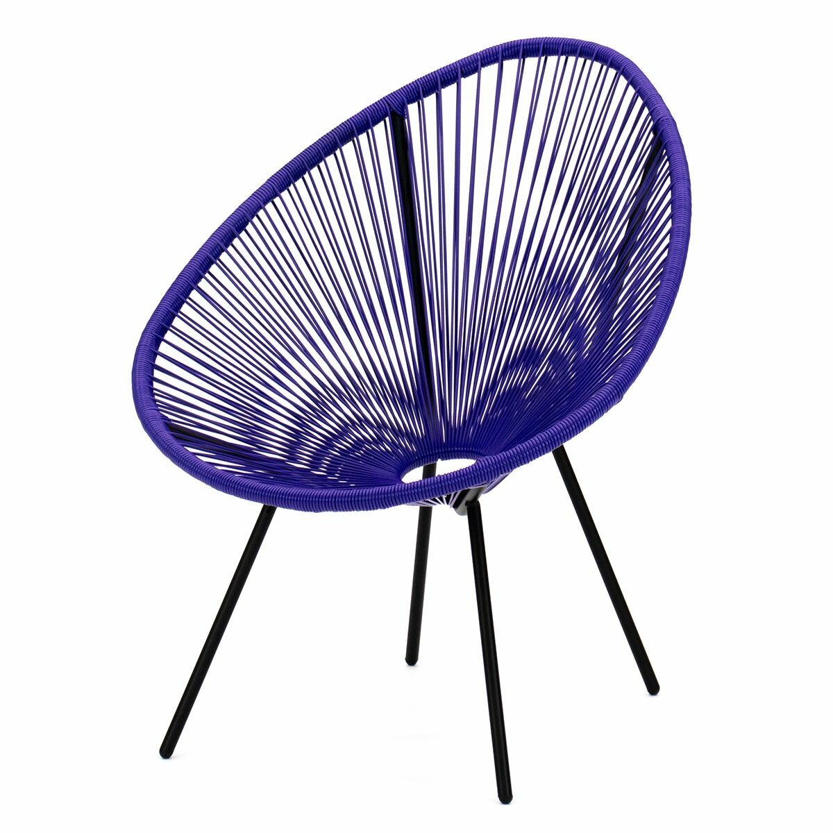 Кресло KORNERA "Акапулько", каркас черный, искусственный ротанг фиолетовый