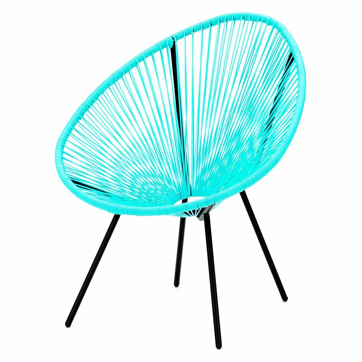 Кресло KORNERA "Акапулько", каркас черный, искусственный ротанг бирюзовый
