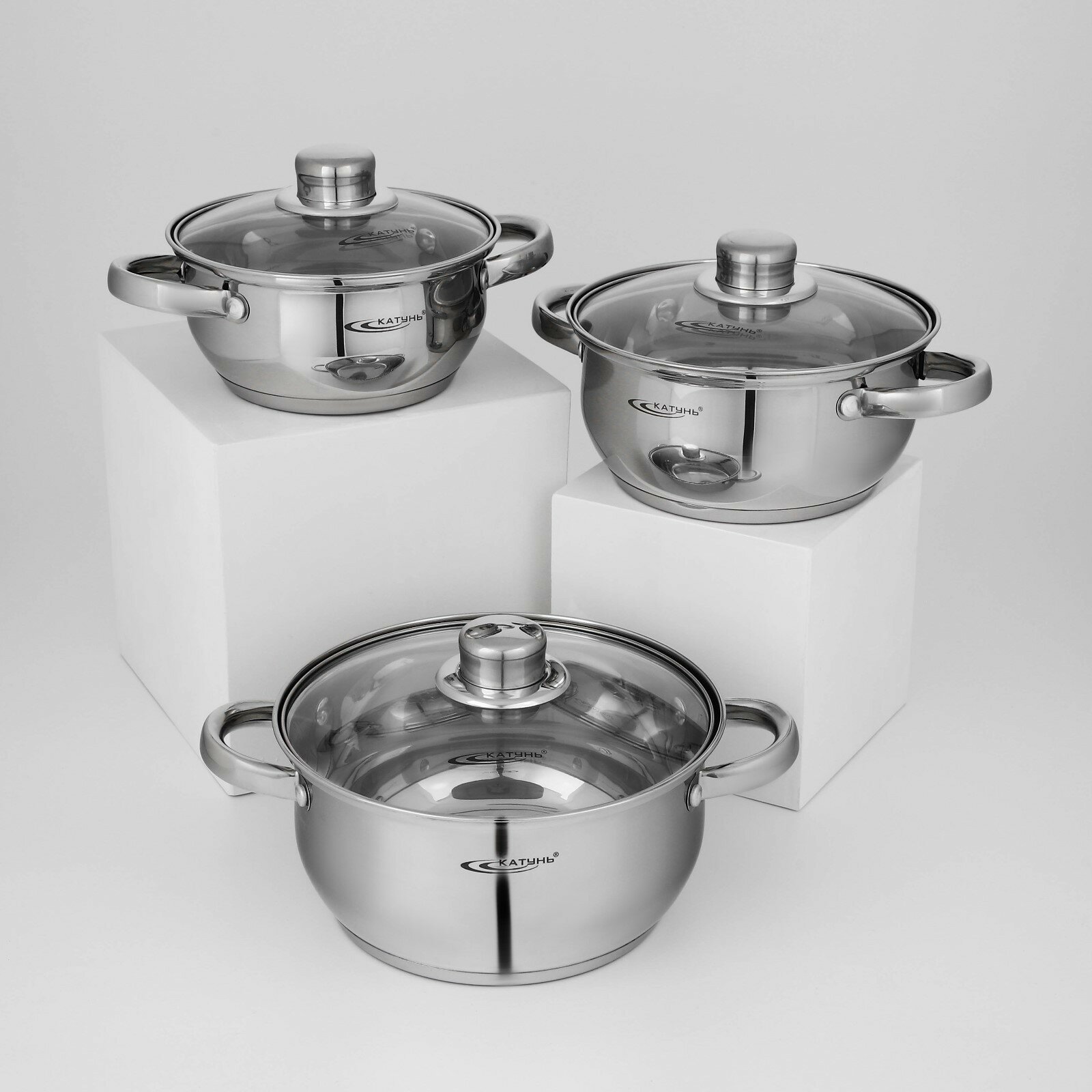 Набор кастрюль Катунь "Гретта", 3 предмета: 1.6, 2.2, 3.2 л, капсульное дно