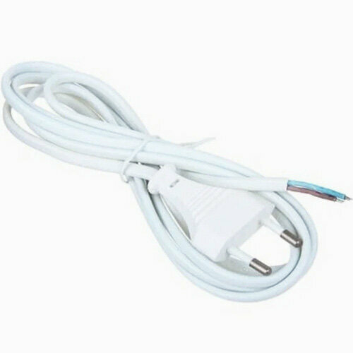 Вилка S52 плоская на шнуре 2х0.5мм 1.8м CEE7/16 Rexant 11-1112 кабель 220в 2.5А - белый