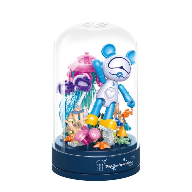 Конструктор 3Д JAKI Музыкальный Кибер Мишка в колбе, 174 деталей - JK6255