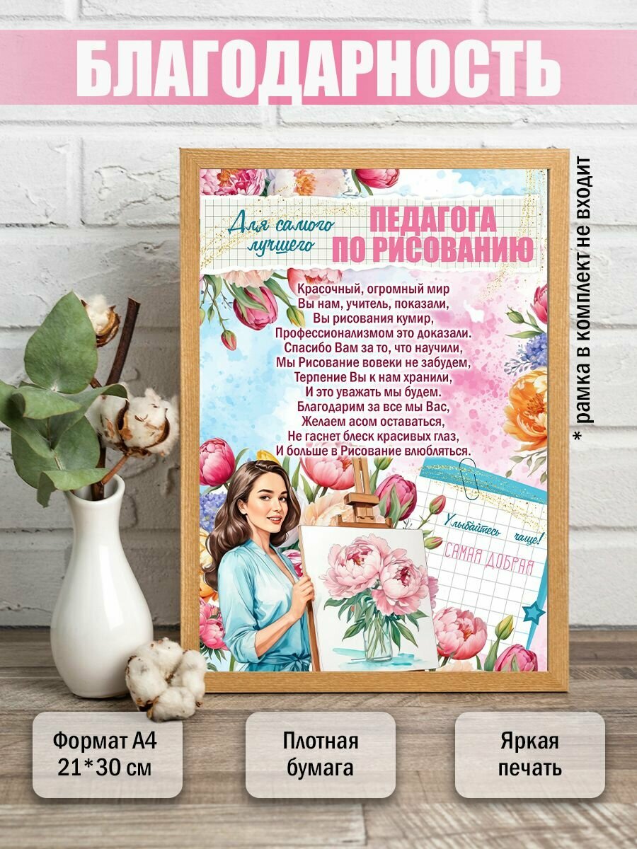 Благодарность педагогу по рисованию