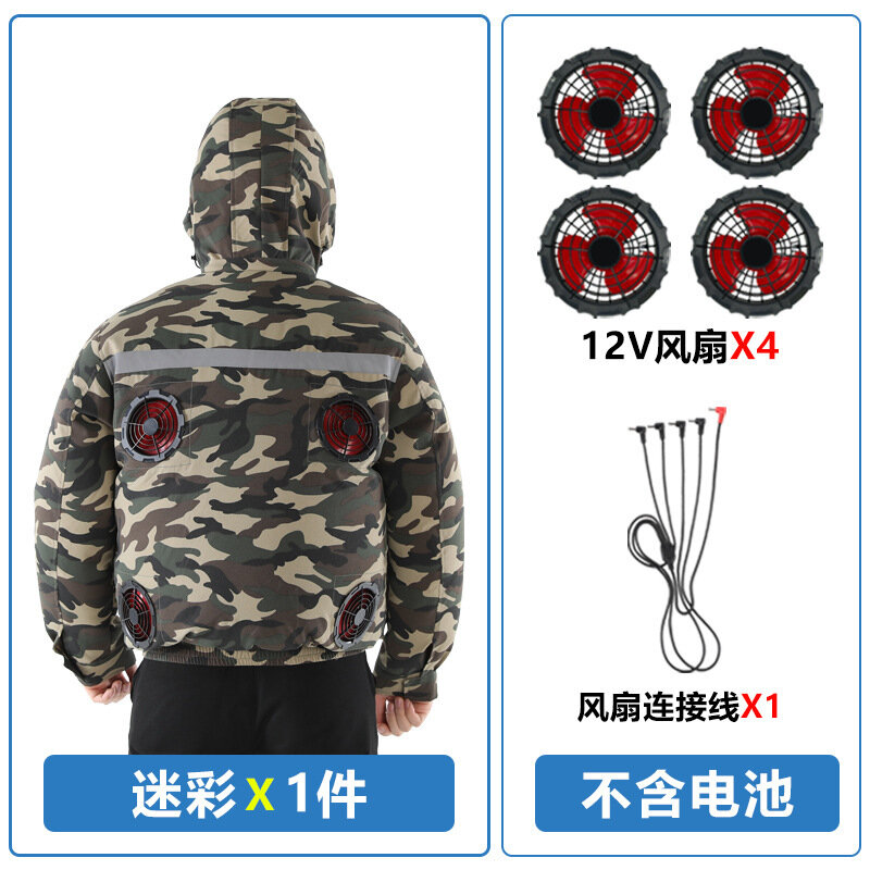 Утепленная спецодежда, с капюшоном, для сада, стройплощадки, с вентиляторами, камуфляж