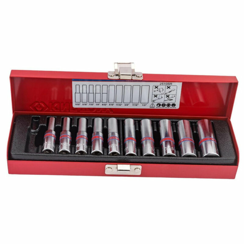 Набор головок глубоких торцевых 1/4, шестигр,5/32-1/2,10предм. KING TONY, 1955140