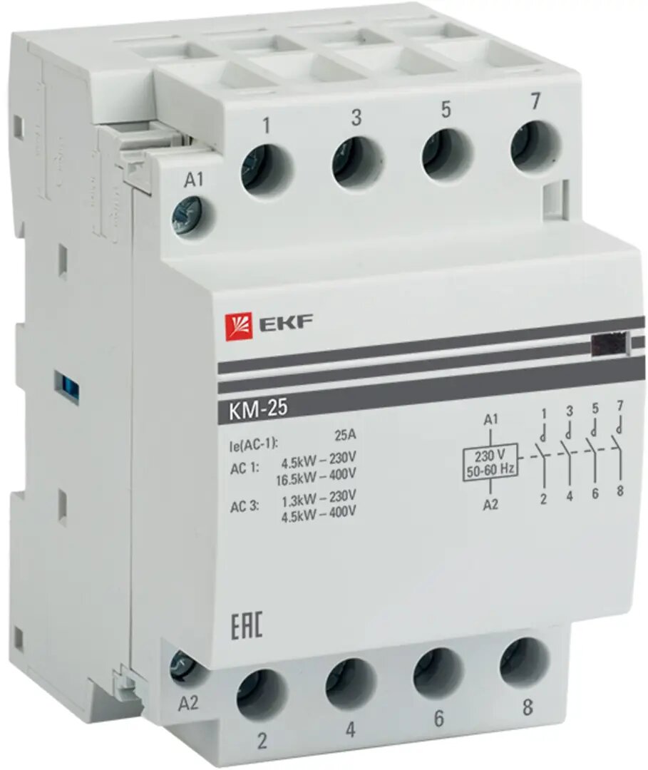Контактор EKF КМ 4NО 25 А 230-400 В
