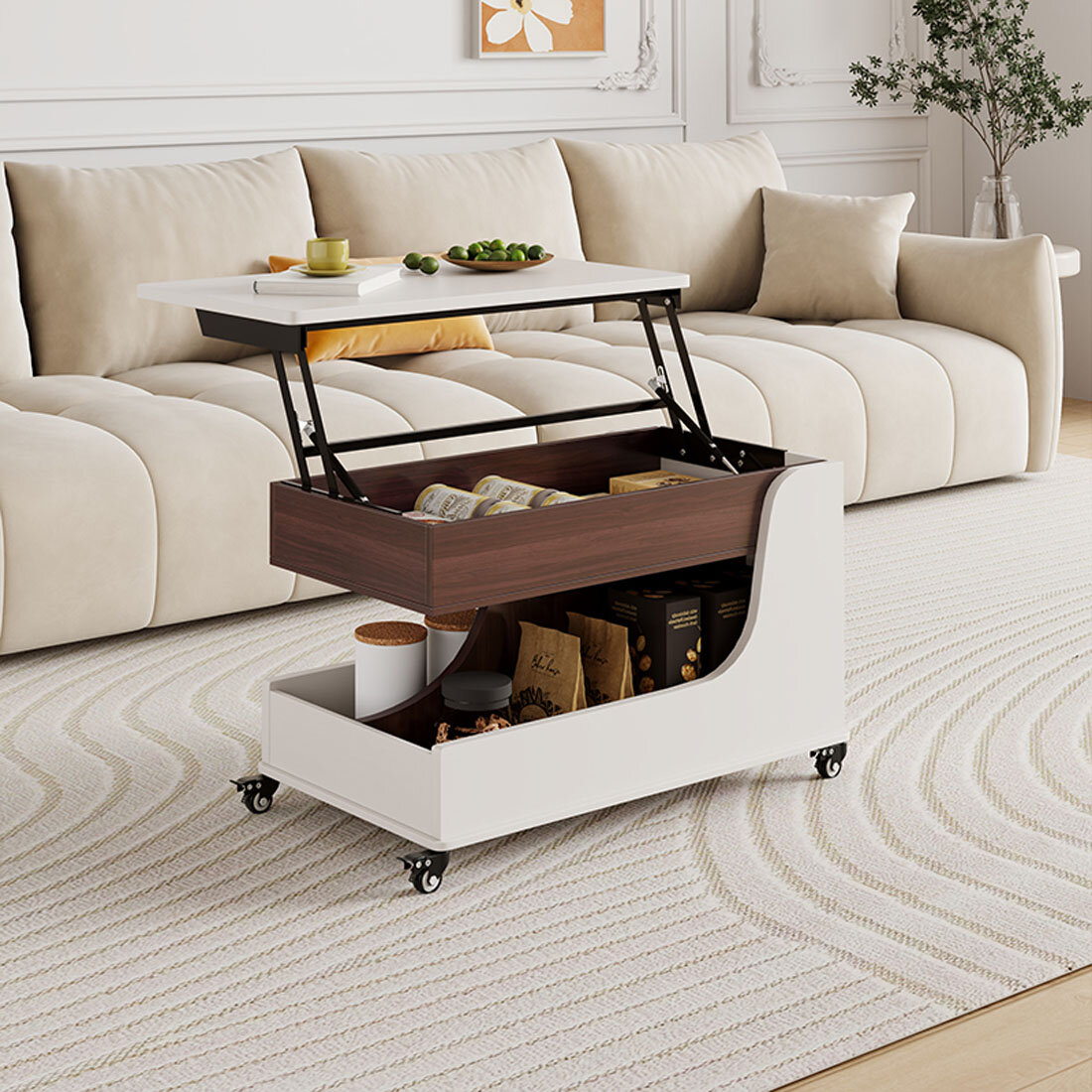 Приставной сервировочный столик-трансформер на колесиках Harris Lift (темный)