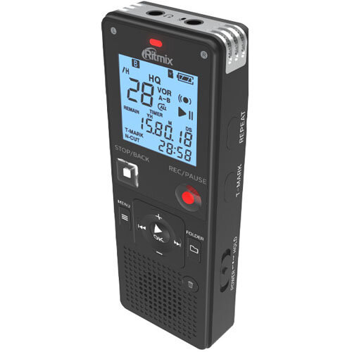 Диктофон Ritmix RR-820 8 Гб, 2 микрофона, метал, чёрный