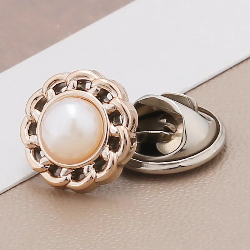 Женские пуговицы-броши с жемчугом и стразами, 15 шт. D-33