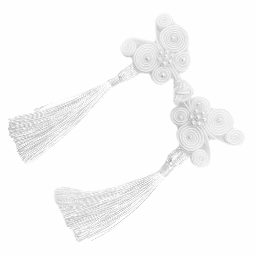 Лента ручной работы из бисера бабочка-кисть пуговица-белая