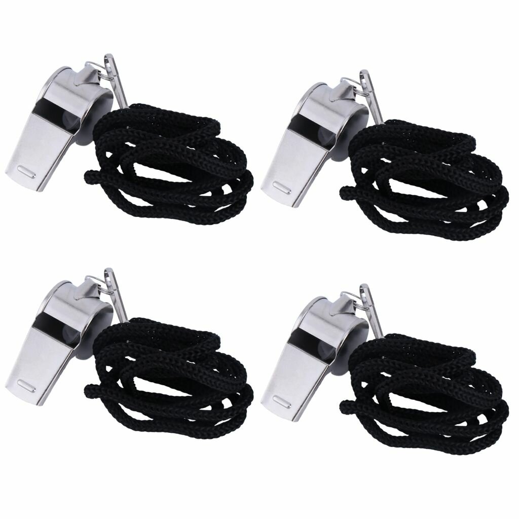 4 свистка из нержавеющей стали (черная веревка)