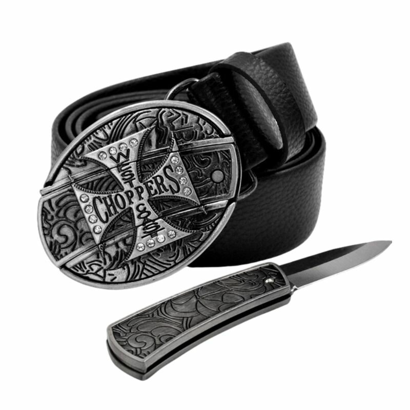 (1 штука) Мужской кожаный ремень personality belt-кожа с большим крестом черного цвета