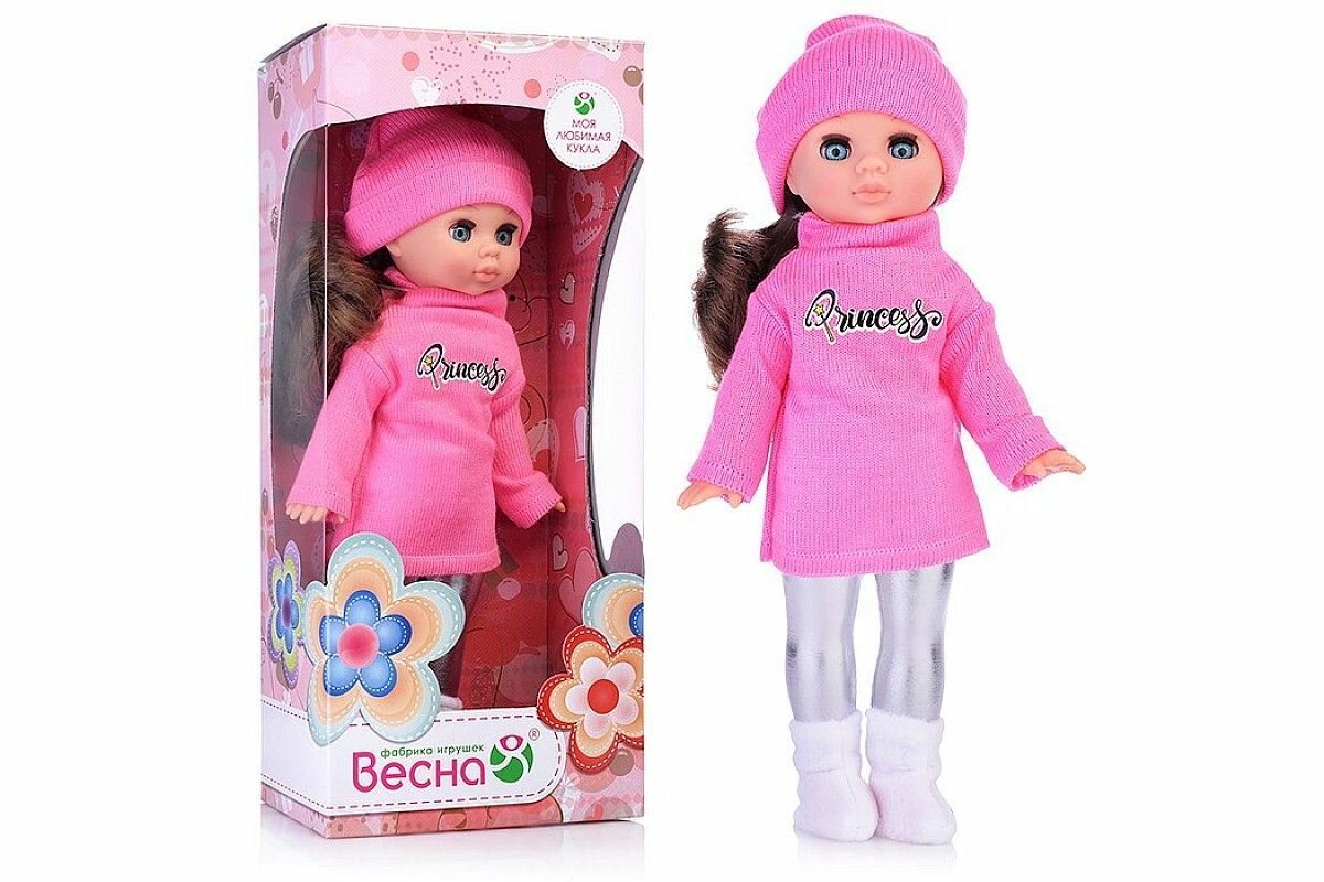 Кукла "Эля" Весна, зимняя принцесса, в вязаном костюме и лосинах, 30 см