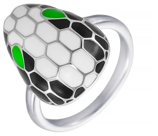 Перстень, серебро, 925 проба, родирование, эмаль