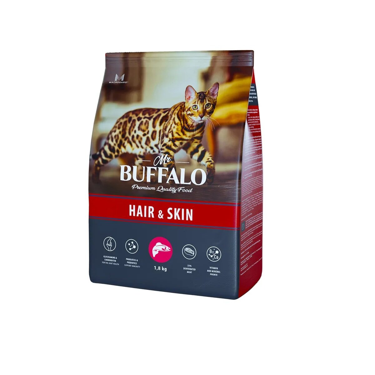 Mr.Buffalo HAIR & SKIN корм сухой для кошек Лосось 1,8кг