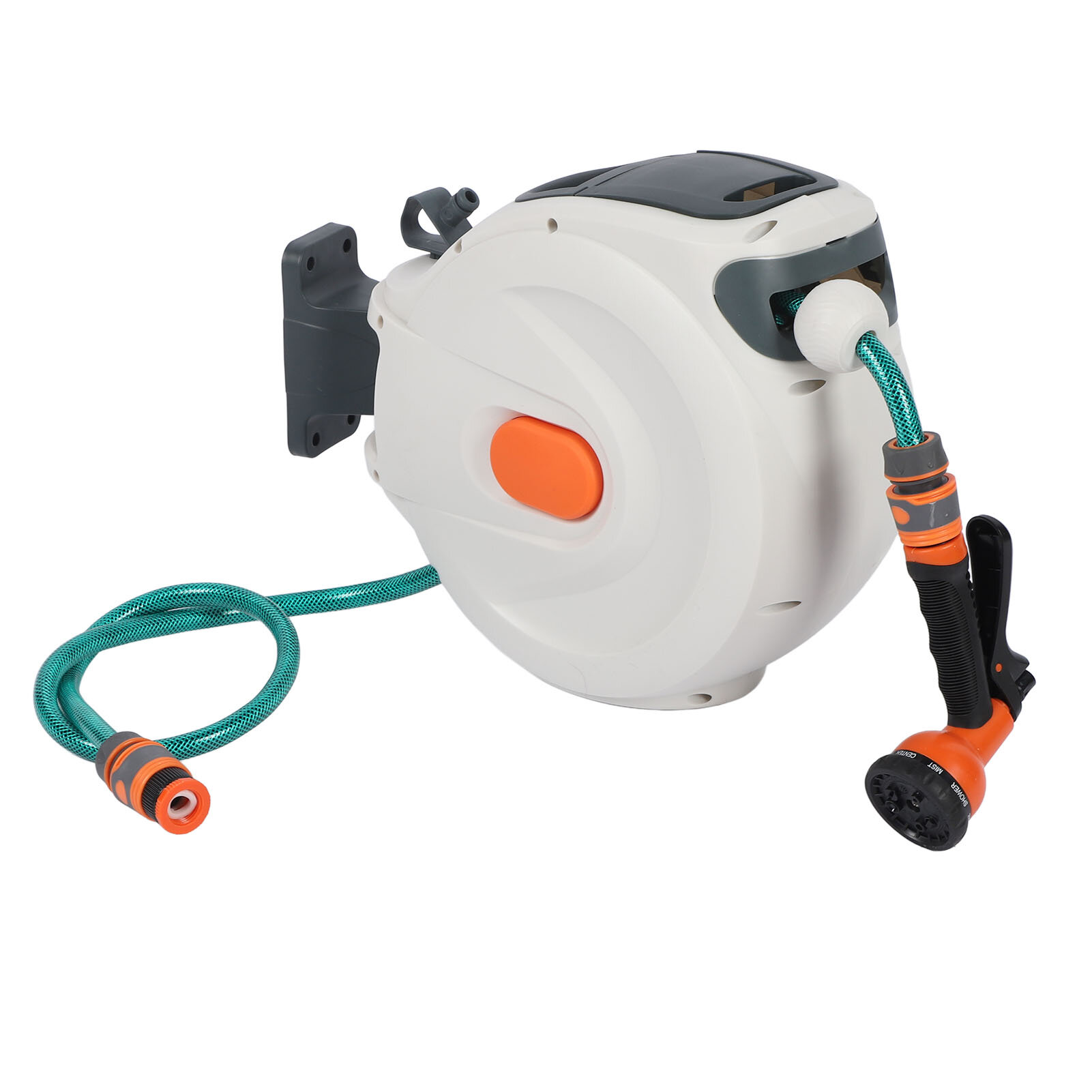 Выдвижная катушка для садового шланга, отдельно стоящее настенное крепление с насадкой-распылителем, замок любой длины, медленный возврат, поворот на 180°, 10 м