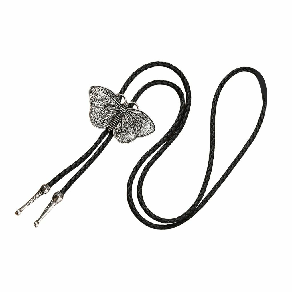 Металлический галстук-боло с бабочкой, ковбойский костюм, костюм в стиле вестерн для мужчин и женщин, винтажный кожаный шнурок, галстук-подвеска родео, ожерелье