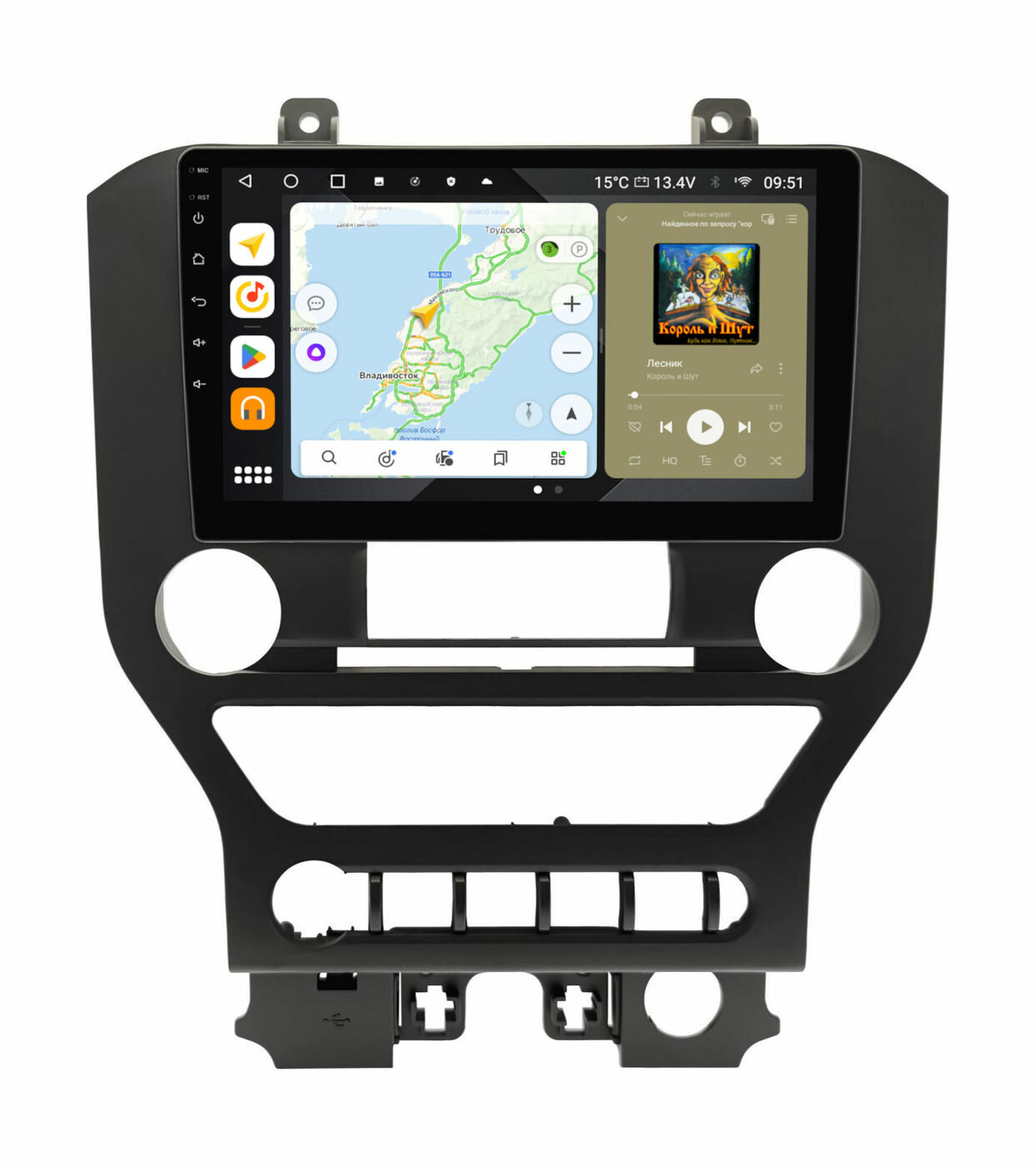 Магнитола Ford Mustang 2013+ / 9 дюймов, 4/64GB, 8 ядер, DSP, 4G, Android 10 / Wide Media