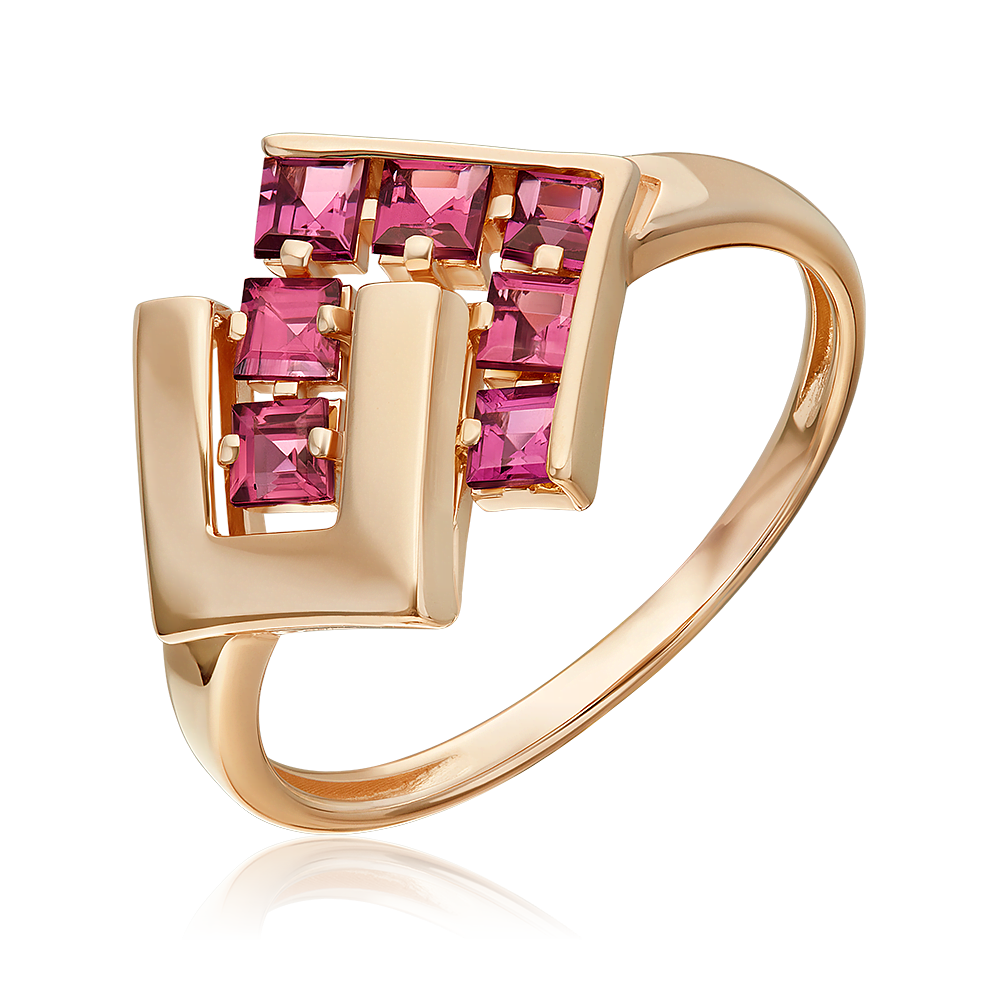 Кольцо, красное золото, 585 проба, гранат