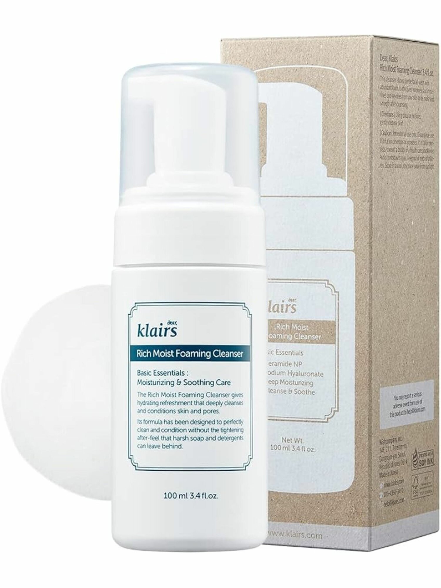 DEAR, KLAIRS Пенка для умывания Rich Moist Foaming Cleanser