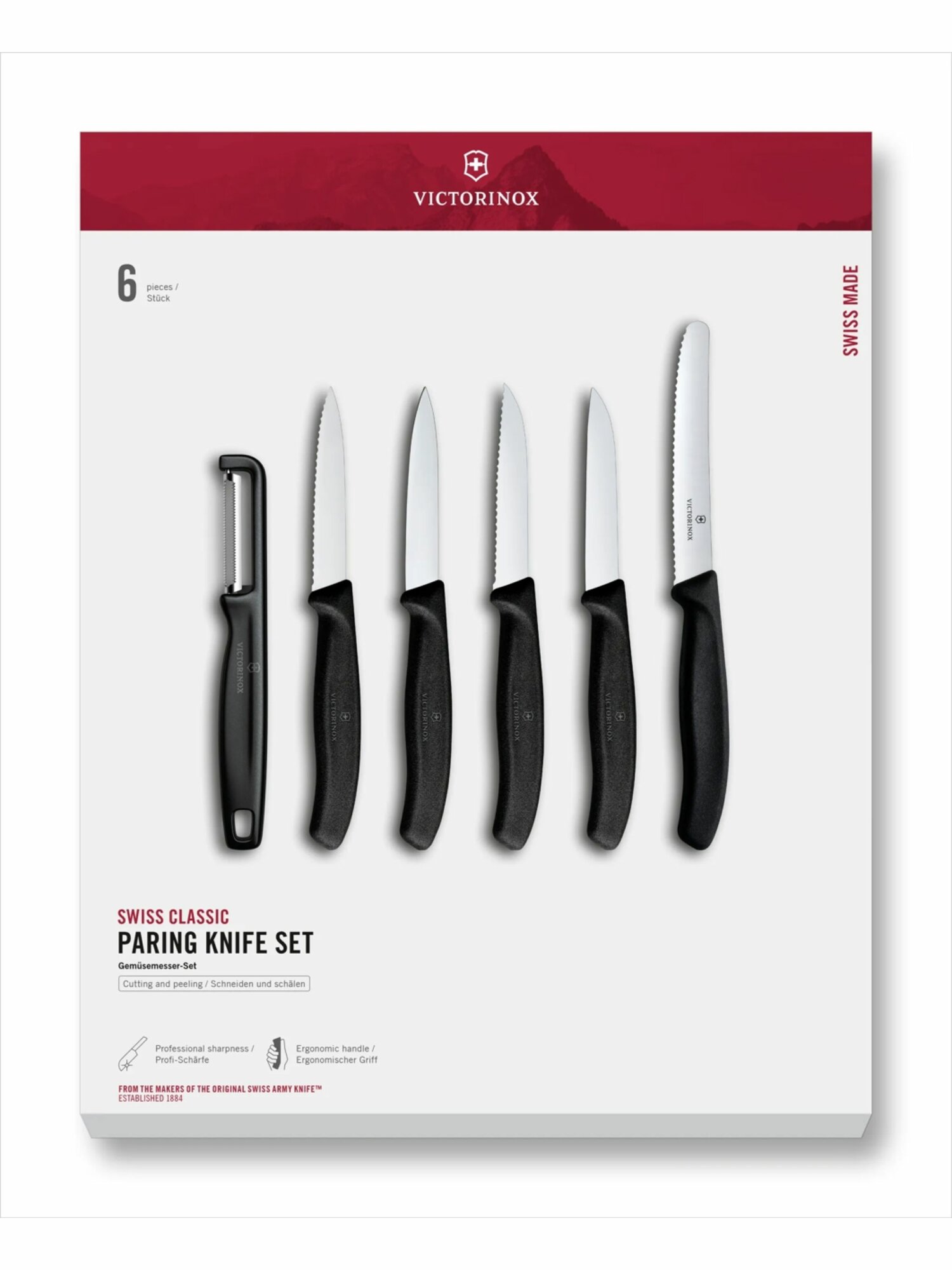 Набор ножей кухон. Victorinox Swiss Classic Paring 6.7113.61G компл:6предм. черный