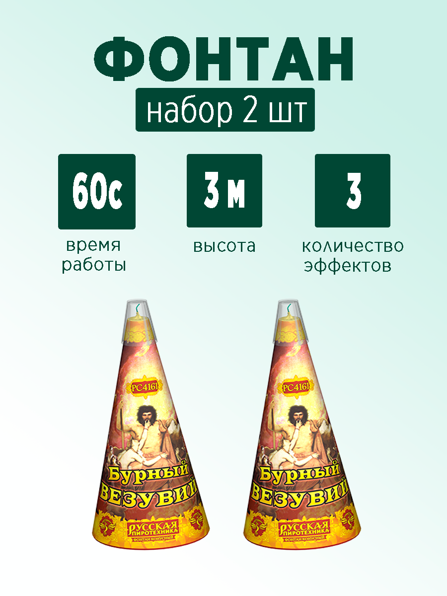 Фонтан вулкан "Бурный Везувий" 2 штуки