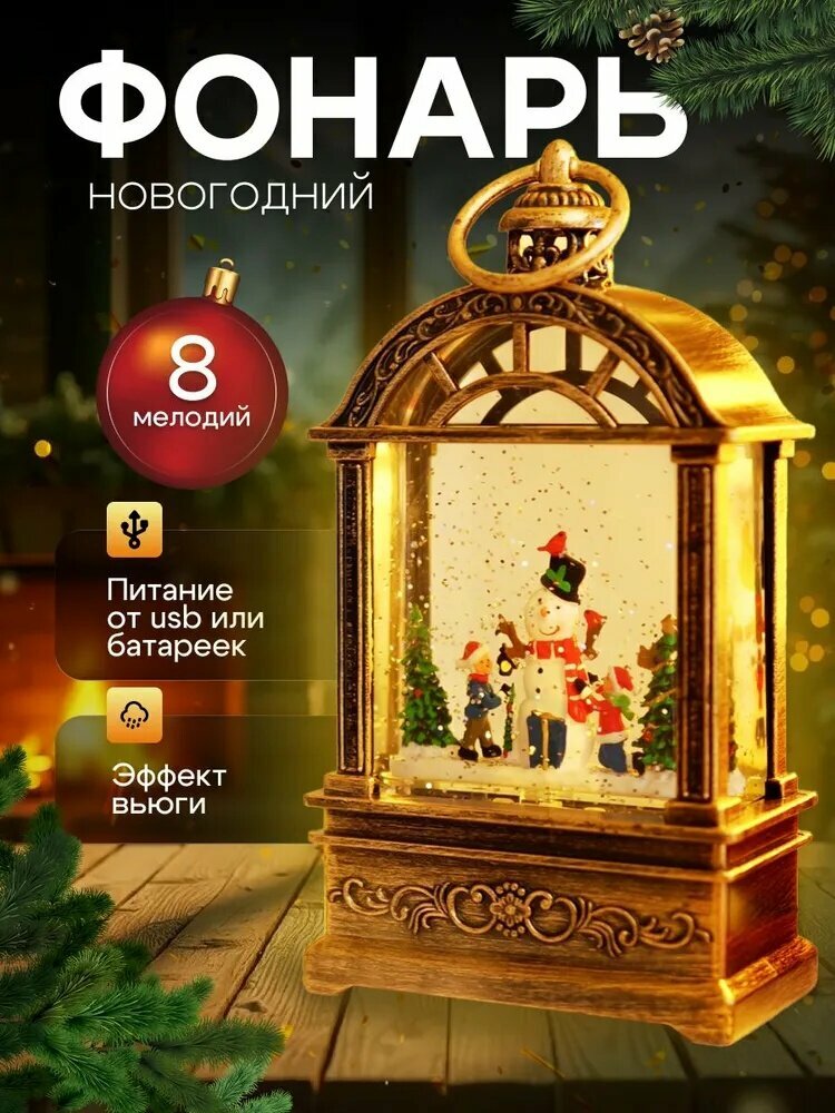 Музыкальный новогодний фонарь с эффектом снегопада, светодиодный проектор-ночник, украшение для дома