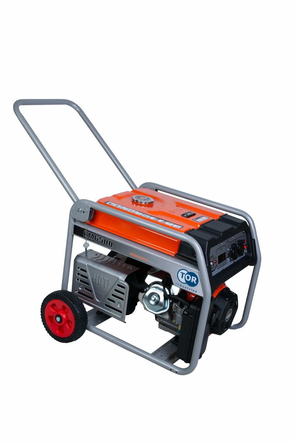 1018117 Генератор бензиновый TOR KM6500H 5,0 кВт 220В 27 л с электростартером и колесами