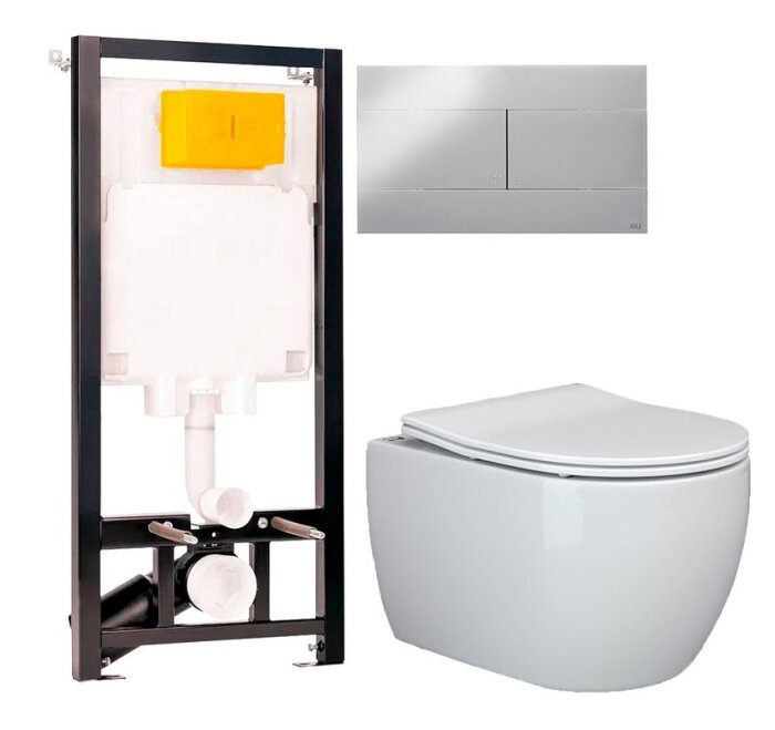 Комплект 2 в 1 Унитаз подвесной Ceramicanova Play CN3001 + Инсталляция с кнопкой OLI 80 ECO Sanitarblock mechanic
