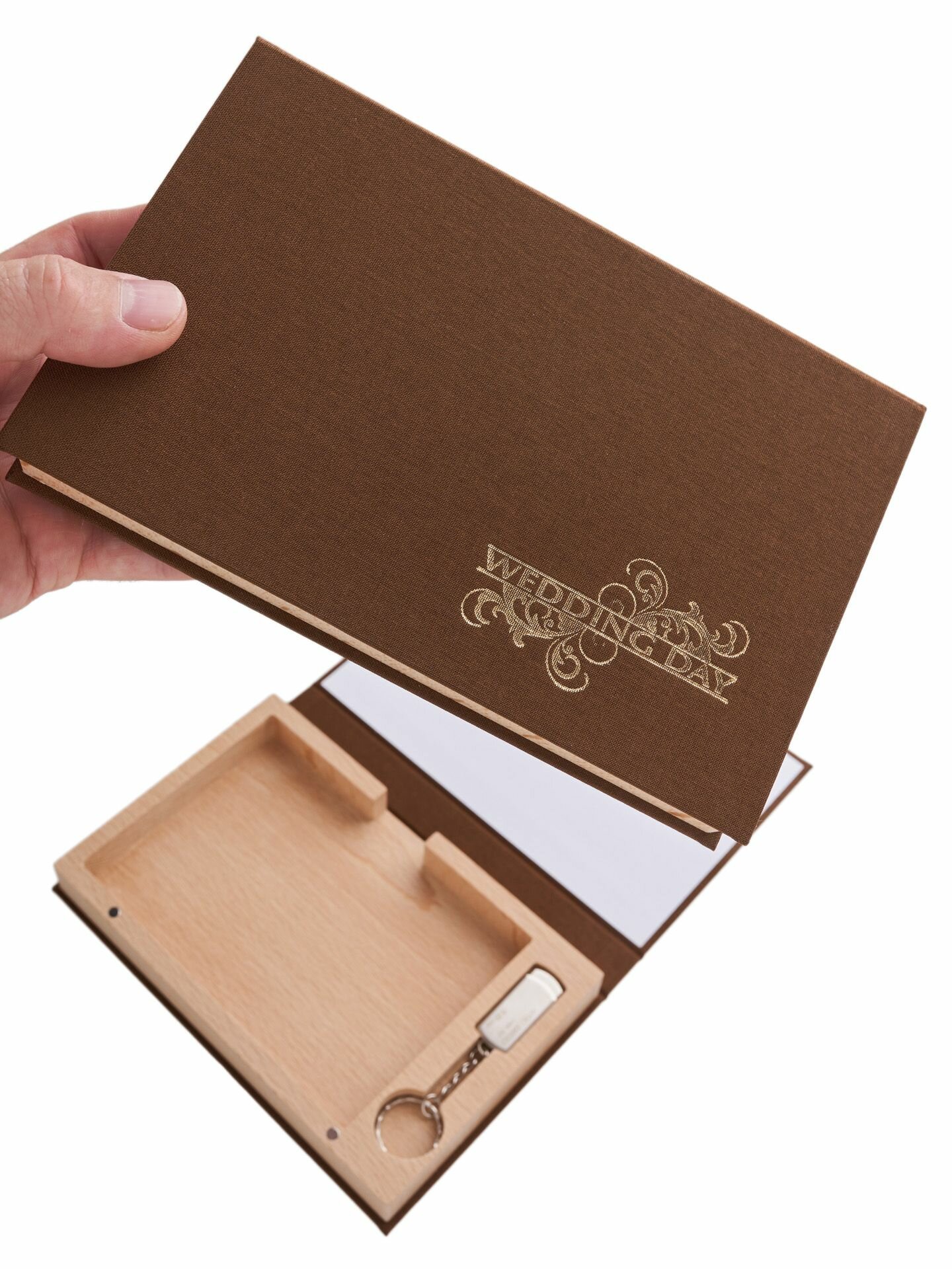 Коробочка (коробка, бокс) "WEDDING DAY" для фотографий 10х15 с флешкой USB 3.0 16 Гб