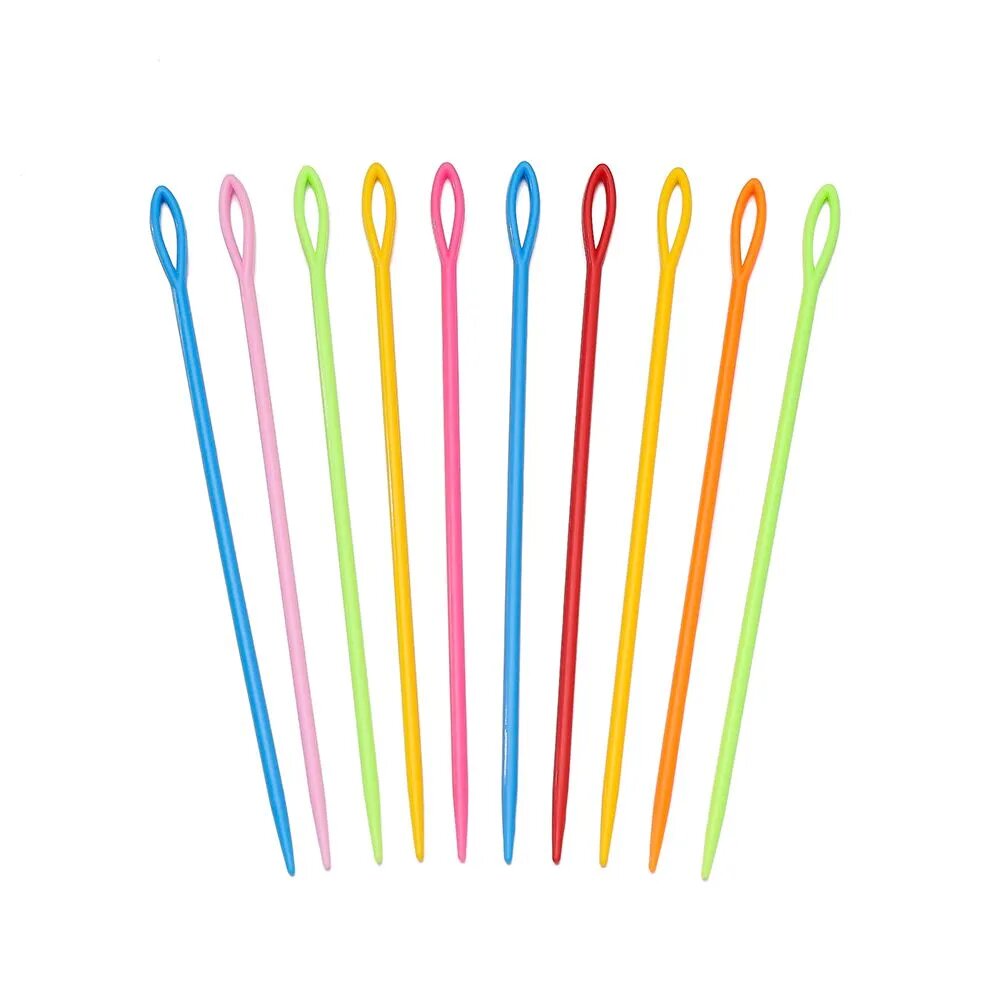 Пластиковые иглы для вязания, сшивания шерсти и пряжи длина 15см , пластмассовые иглы для вязаных изделий 10шт,