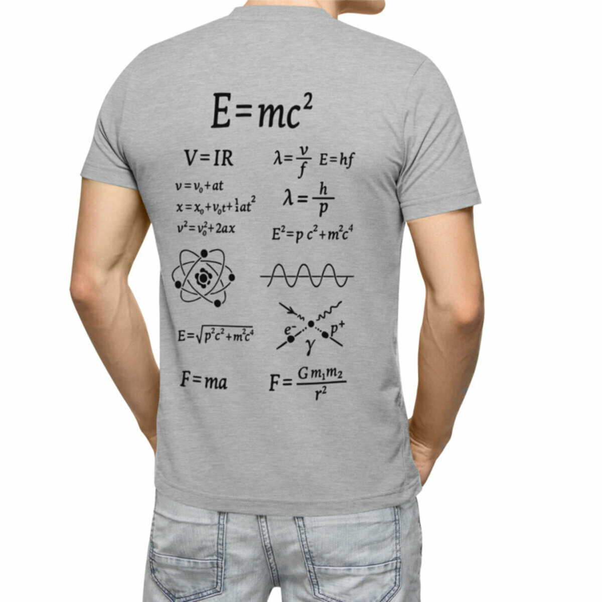 Мужская футболка «Учителю физики, инженеру, математику» (серый меланж, L)